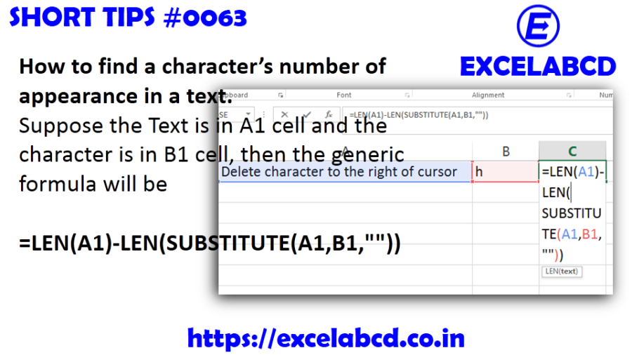 Short Tips#0063: Formula to find number appearance of a character in a ...